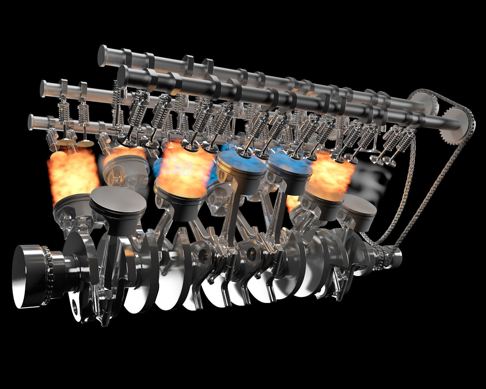 V12 Engine Animation 3D model animated rigged | CGTrader