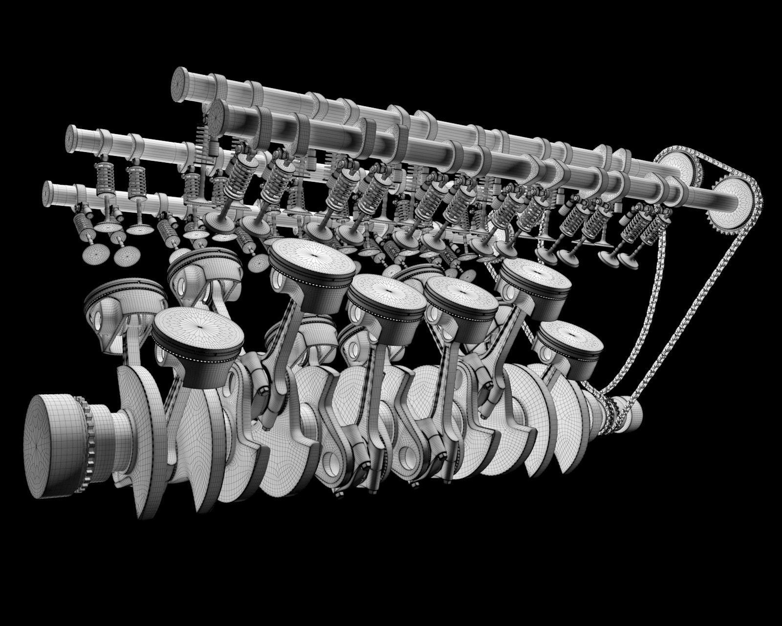 V12 Engine Animation 3D model animated rigged | CGTrader