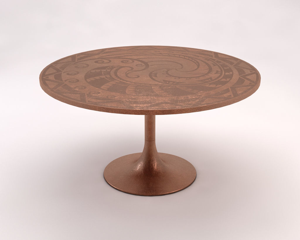 SIDE TABLE---Round support and monopod in copper 3D model rigged | CGTrader