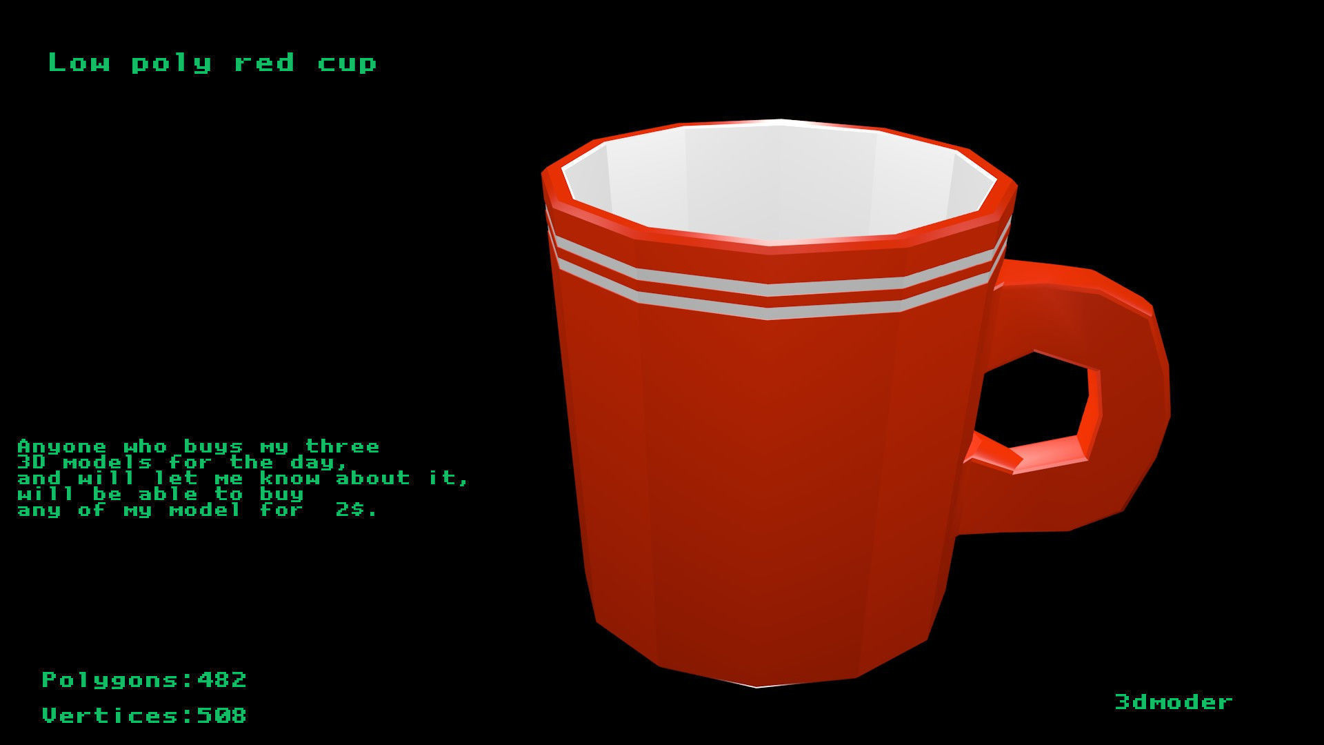 3D model Low poly red cup VR / AR / low-poly | CGTrader