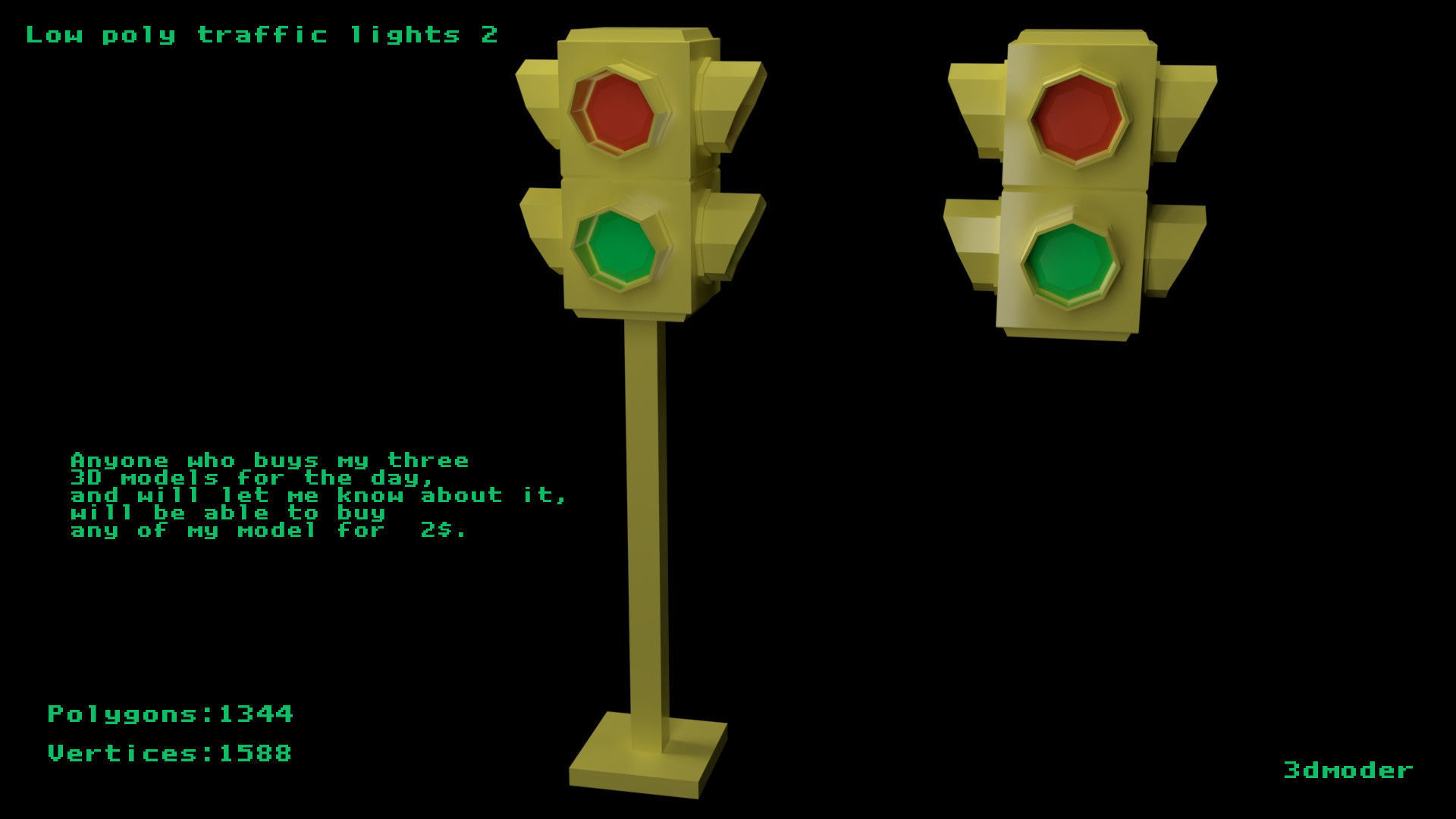 3D model Low poly traffic lights 2 VR / AR / low-poly | CGTrader
