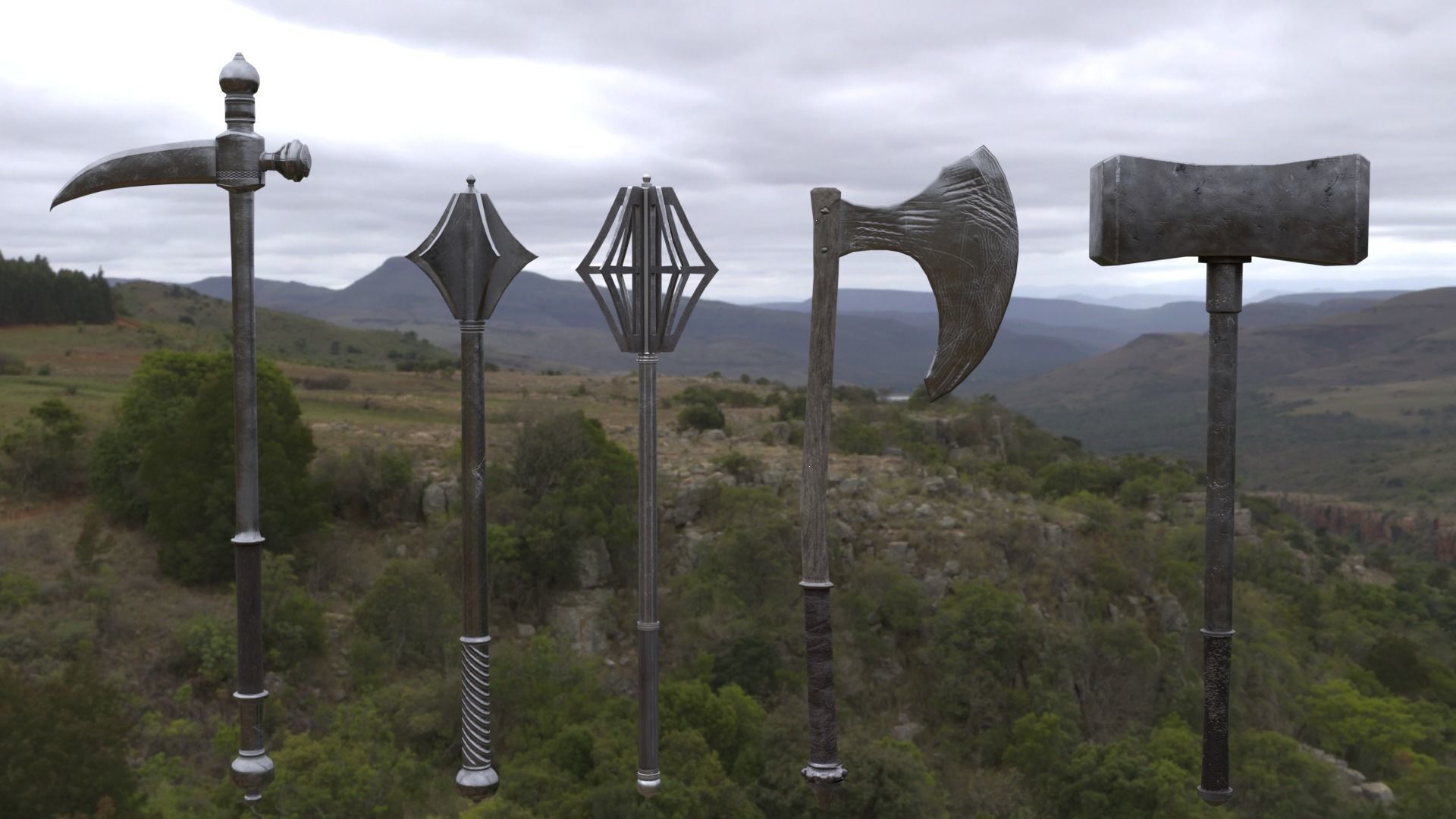 3D model Medieval slavic weapons game asset VR / AR / low-poly | CGTrader