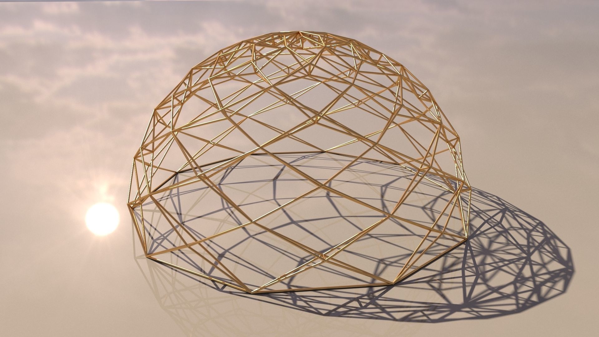 Geodesic Dome like design wire-frame structure 3D model | CGTrader