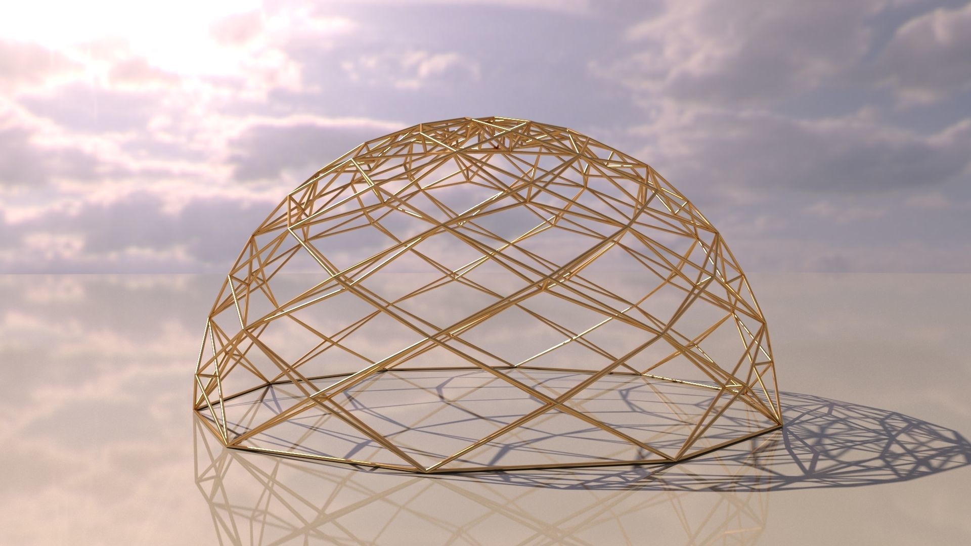 Geodesic Dome like design wire-frame structure 3D model | CGTrader