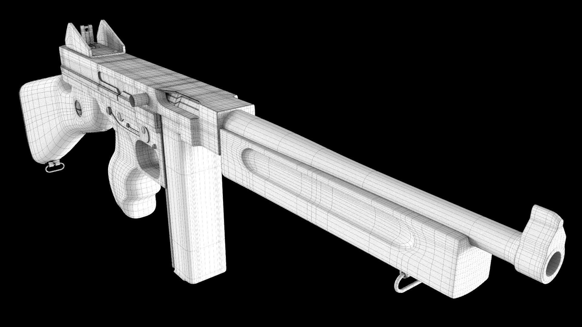 Submachine Gun Thompson M1928A1 3D model | CGTrader