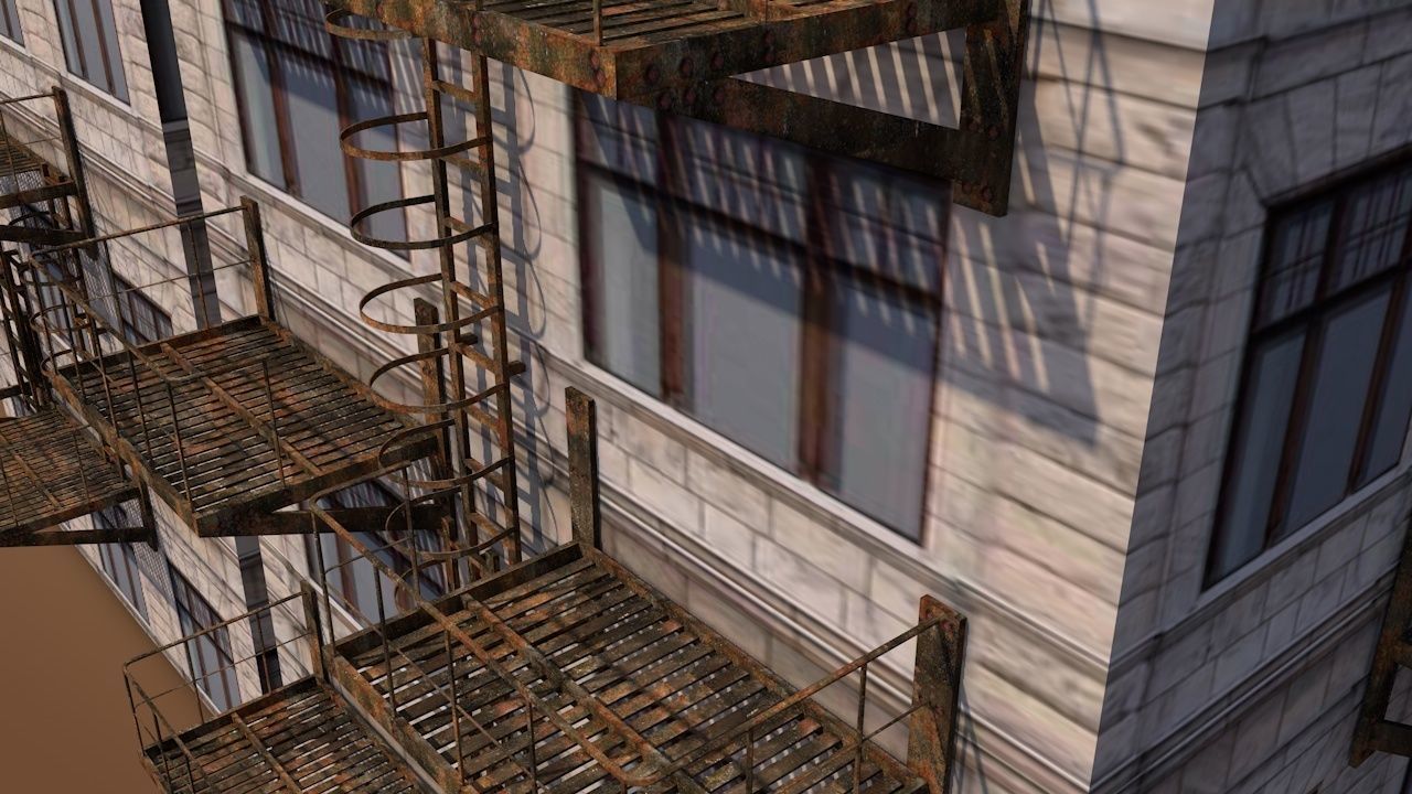 3D model Caged Fire Escape Ladder VR / AR / low-poly | CGTrader