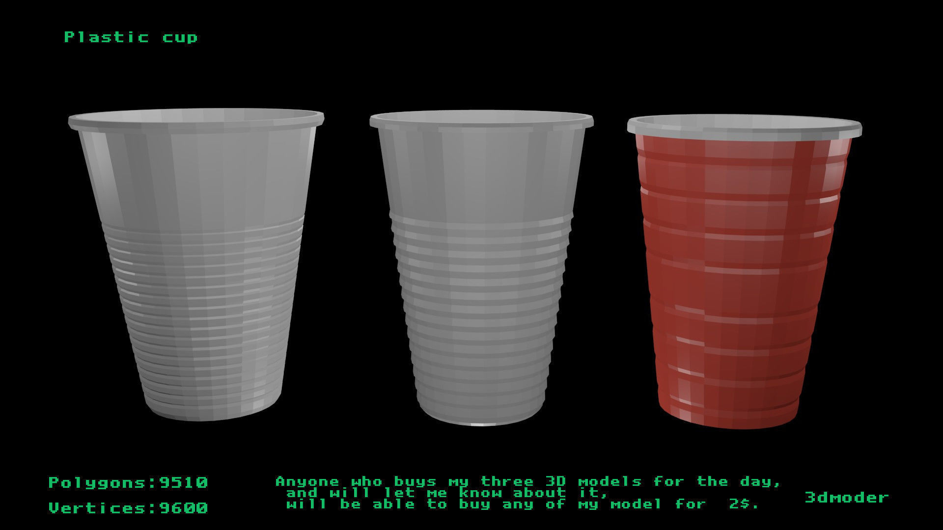 3D model Plastic cup VR / AR / low-poly | CGTrader