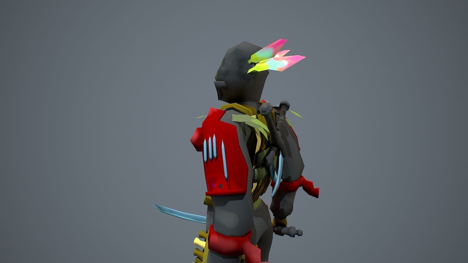 3D model Low poly stylized fantasy ninja character model VR / AR / low ...