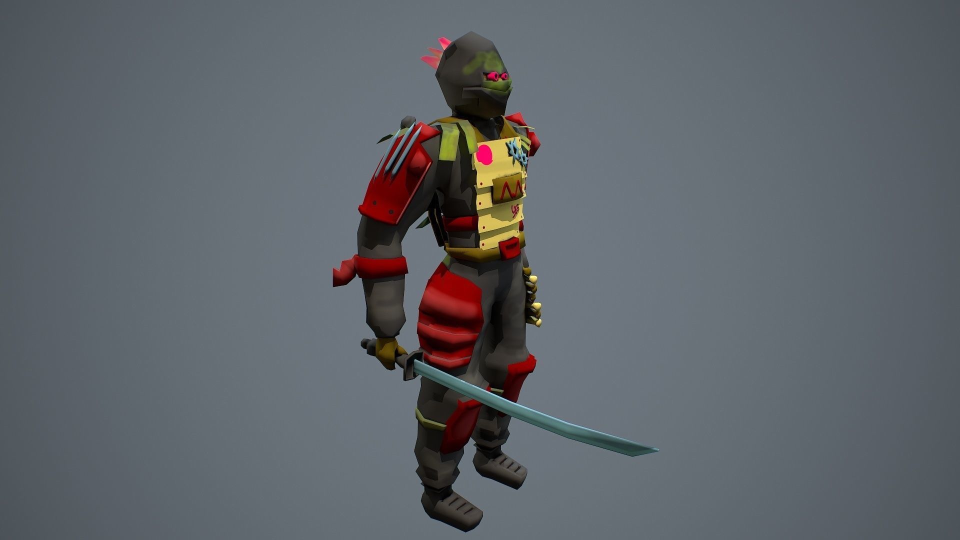 3D model Low poly stylized fantasy ninja character model VR / AR / low ...