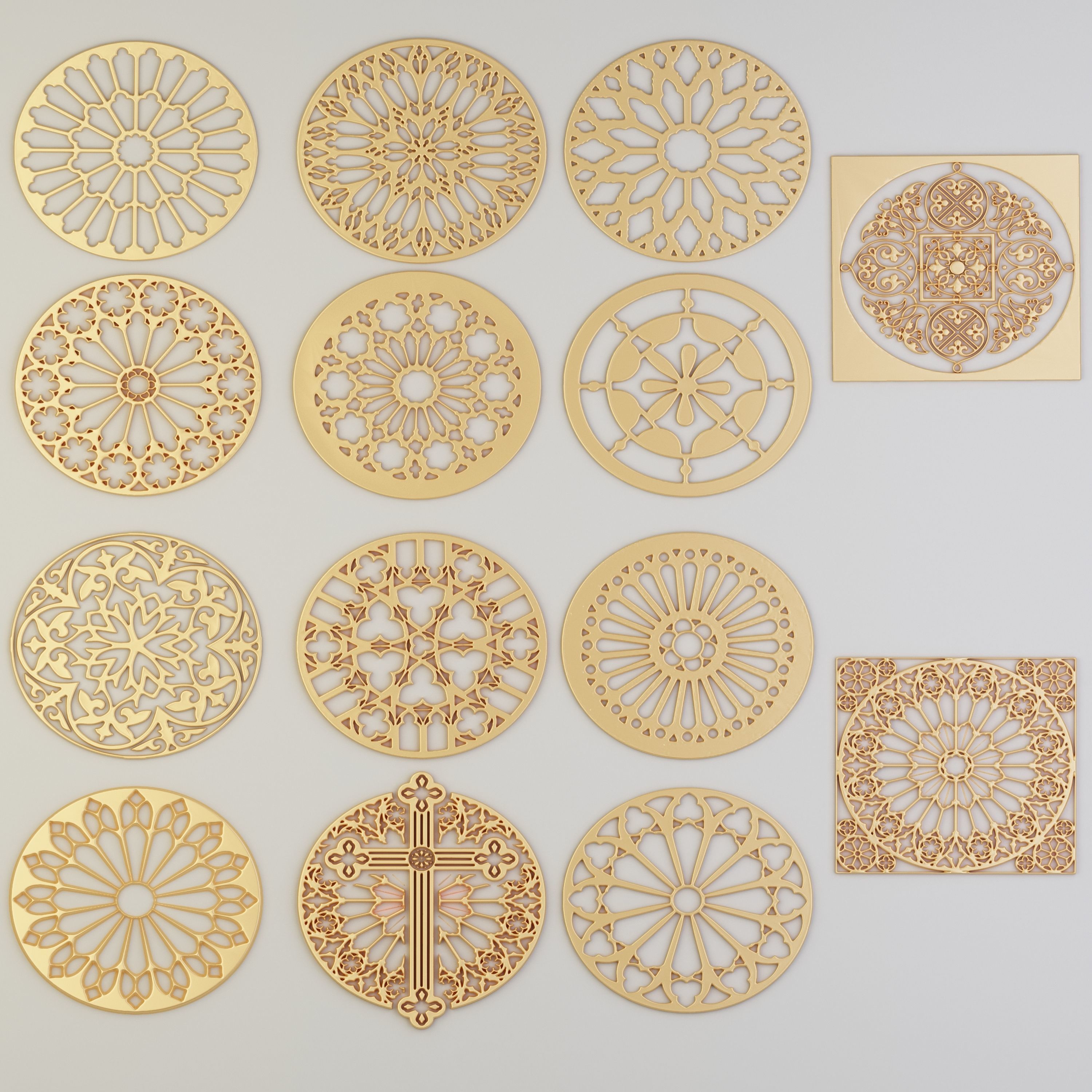 stained glass 14 pieces 3D model | CGTrader