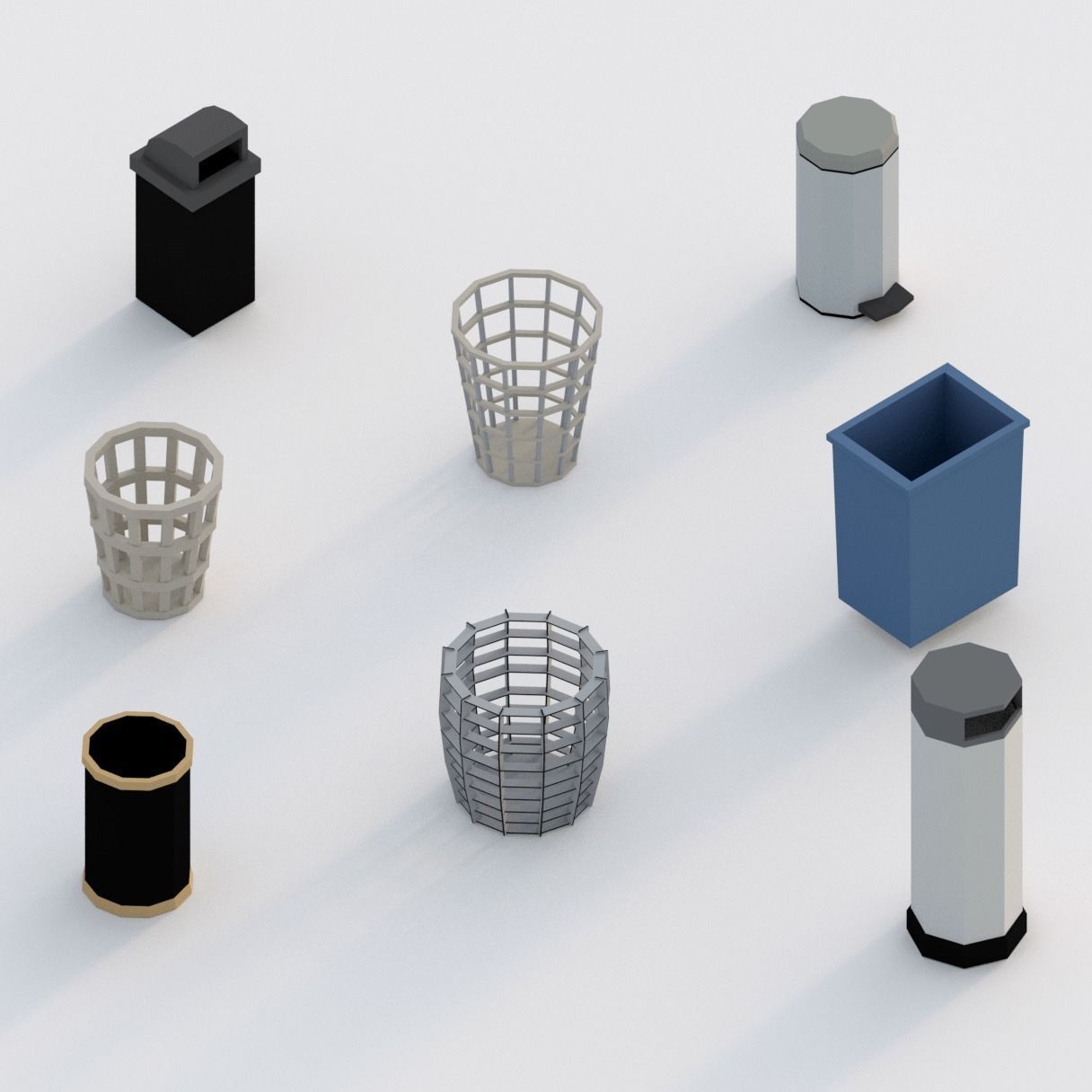 3D model Low Poly Waste Baskets VR / AR / low-poly | CGTrader