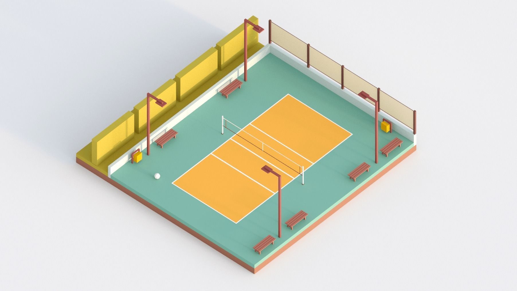 3D model Low Poly Volleyball Court VR / AR / low-poly | CGTrader