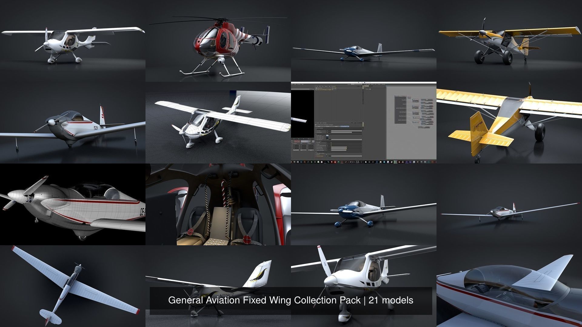 General Aviation Fixed Wing Collection Pack | CGTrader