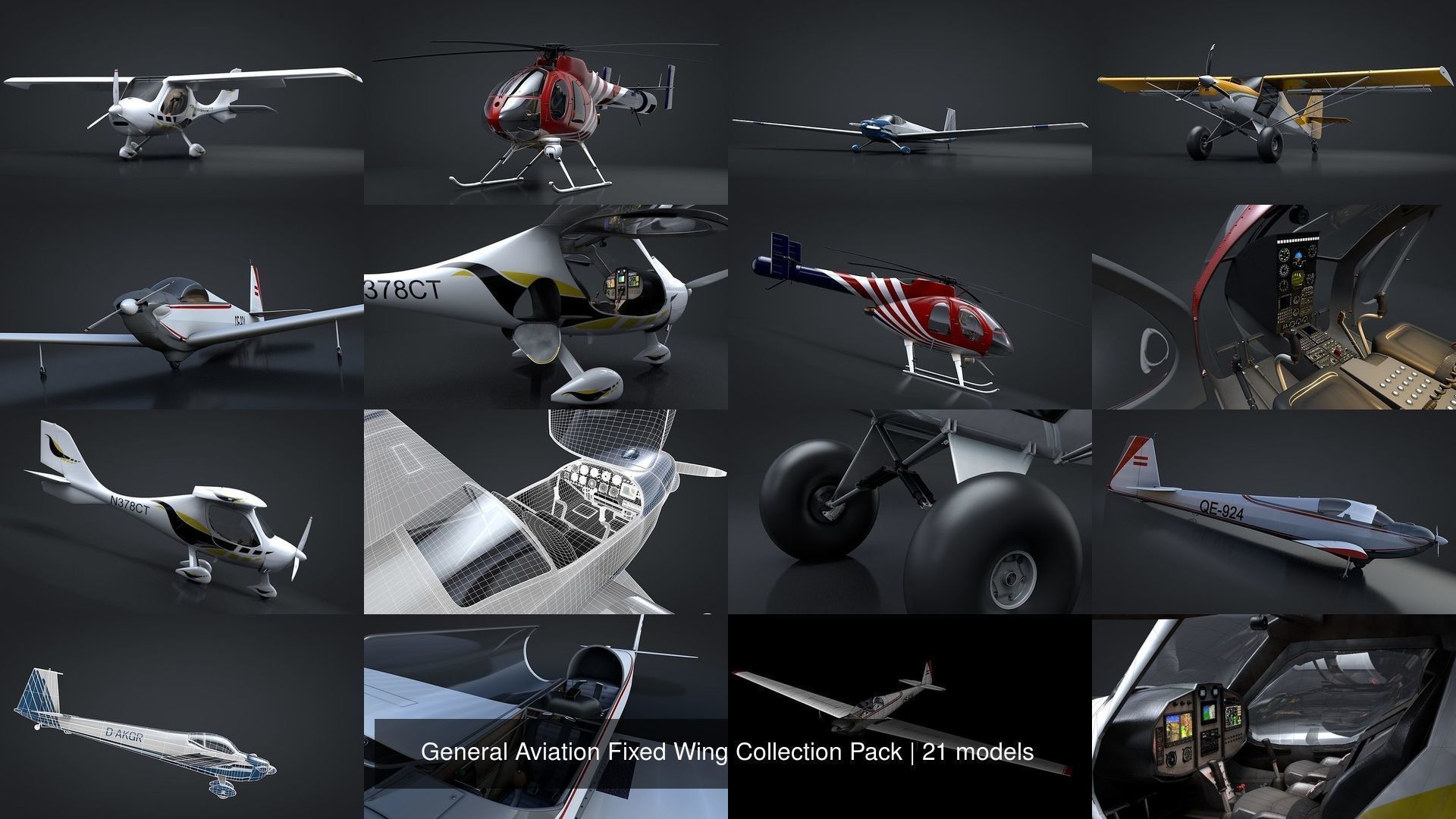 General Aviation Fixed Wing Collection Pack | CGTrader