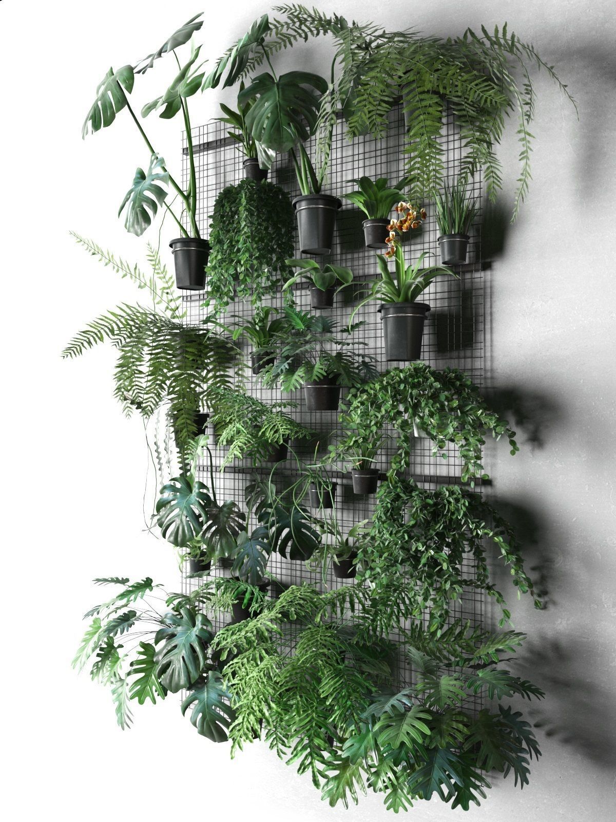 Wall Grid with Pot Plants 3D model | CGTrader