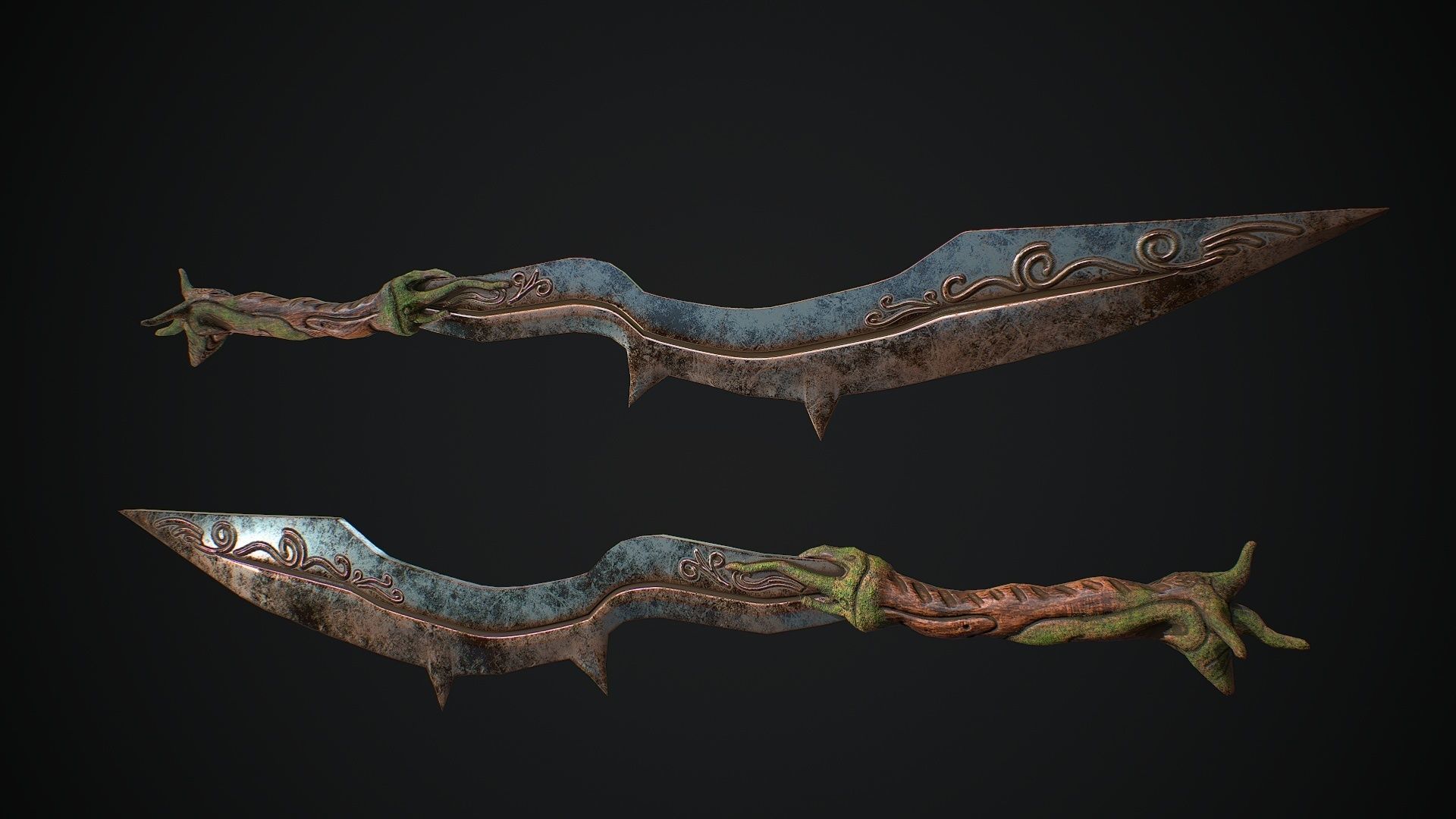 VR / AR ready Low poly fantasy elven sword weapon model