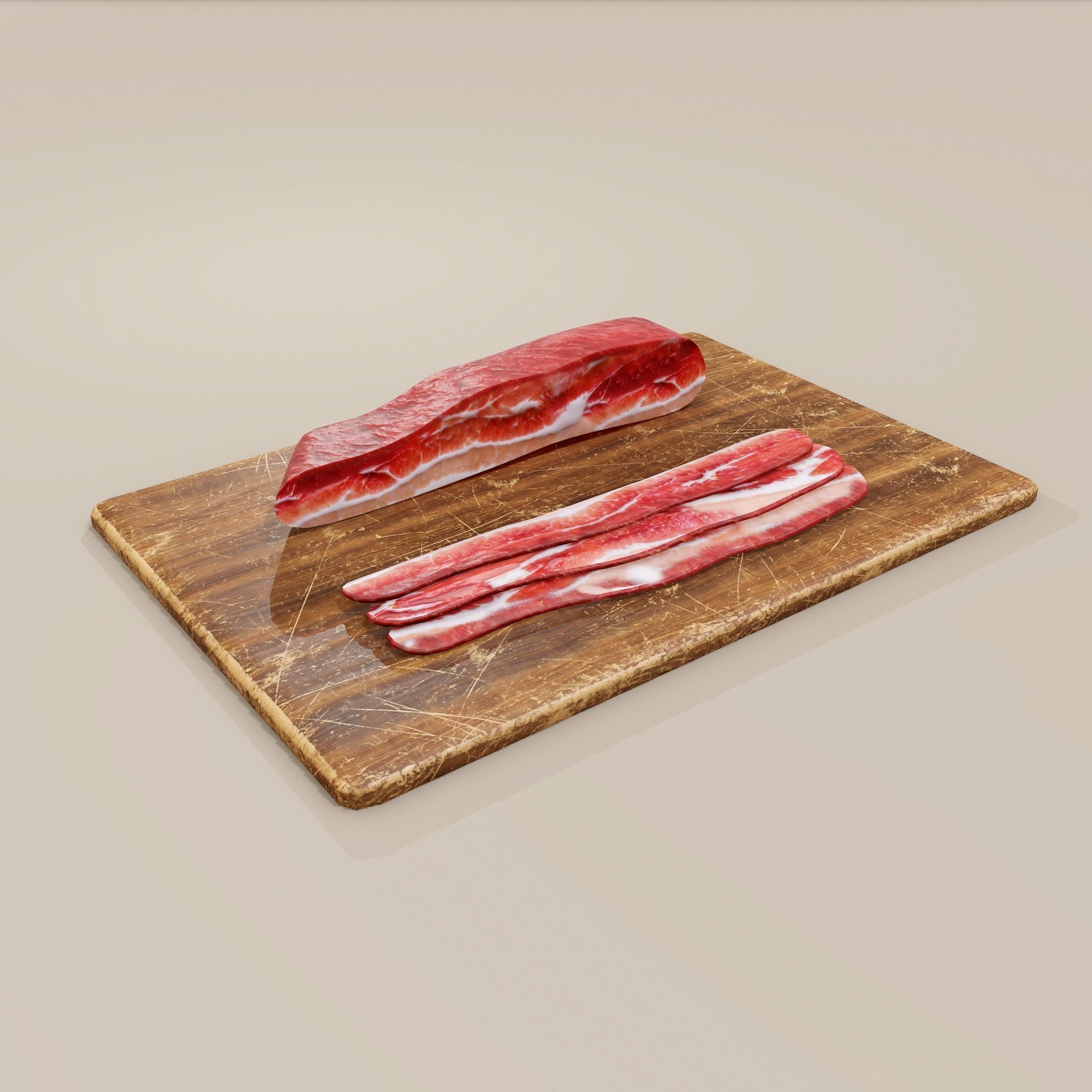 3D model Bacon on Cutting Board VR / AR / low-poly | CGTrader