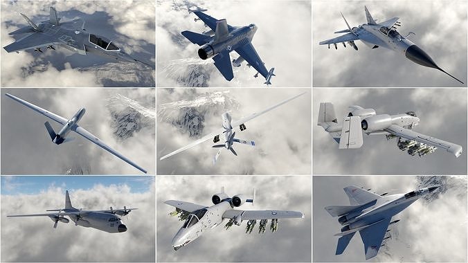 3D Model Collection Military Planes VR / AR / low-poly | CGTrader