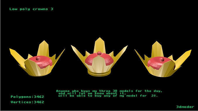 3D model Low poly crowns 3 VR / AR / low-poly | CGTrader