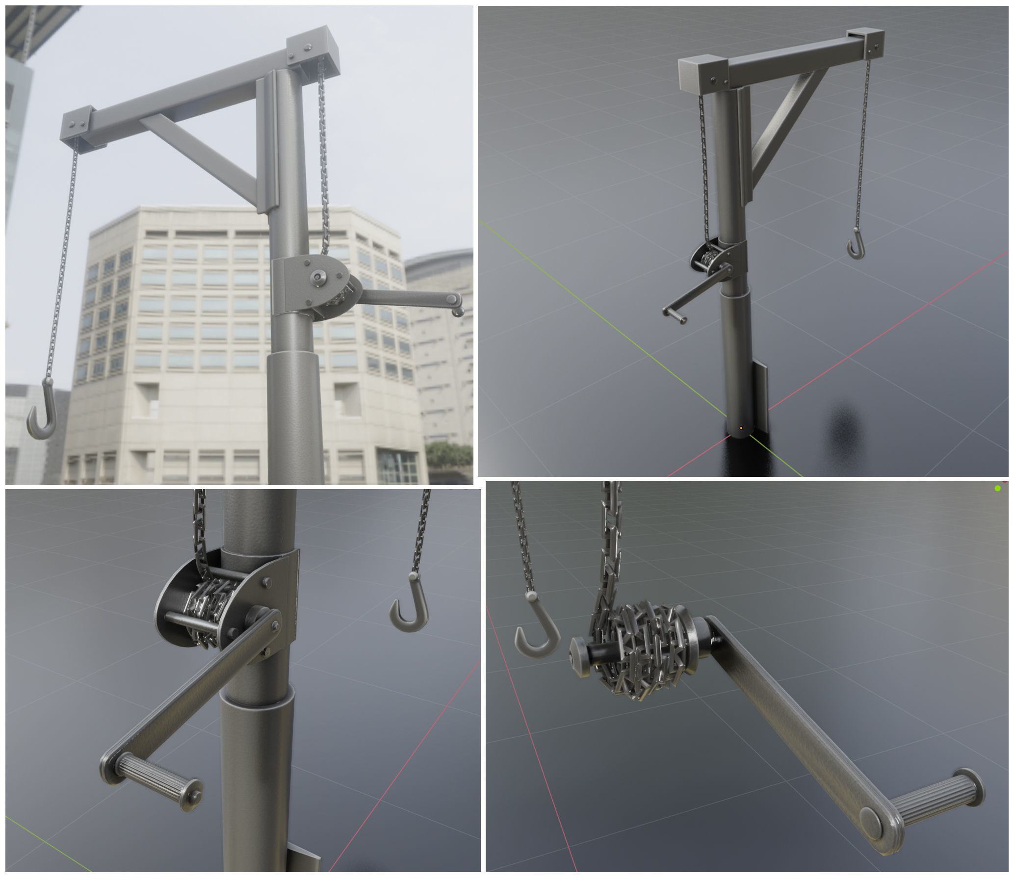 3D model Animated Metal Hand Crane Low-Poly Version VR / AR / low-poly ...