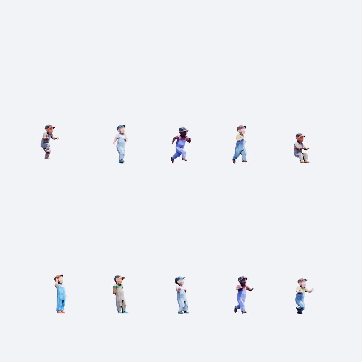 3D model Low Poly Spring People - Posed with Props VR / AR / low-poly ...