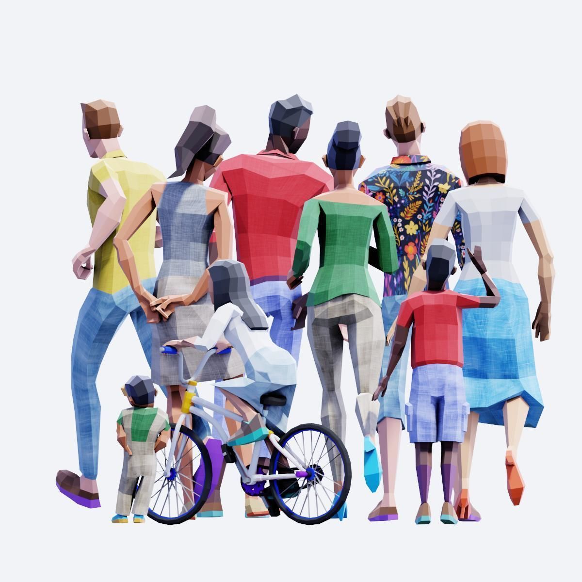 3D model Low Poly Spring People - Posed with Props VR / AR / low-poly ...