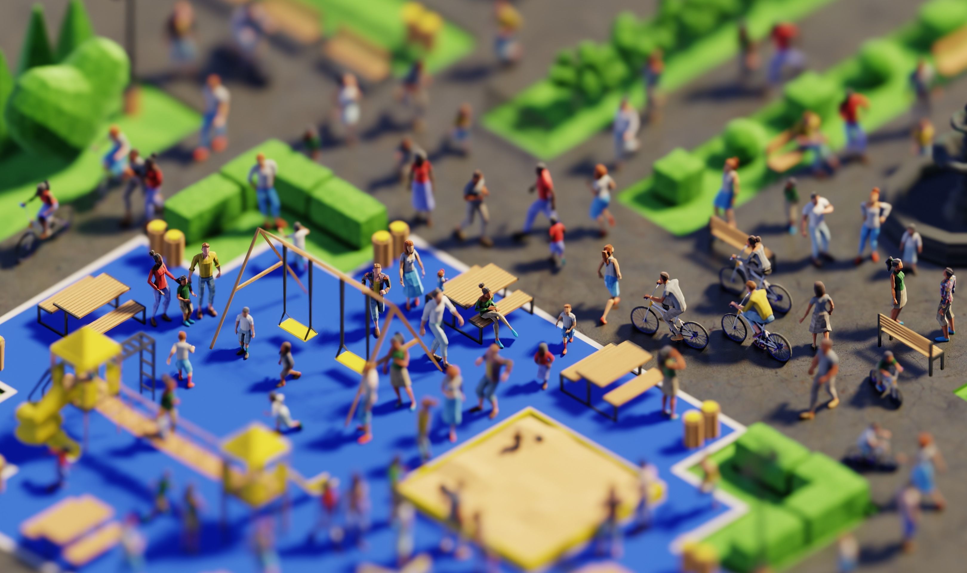 3D model Low Poly Spring People - Posed with Props VR / AR / low-poly ...