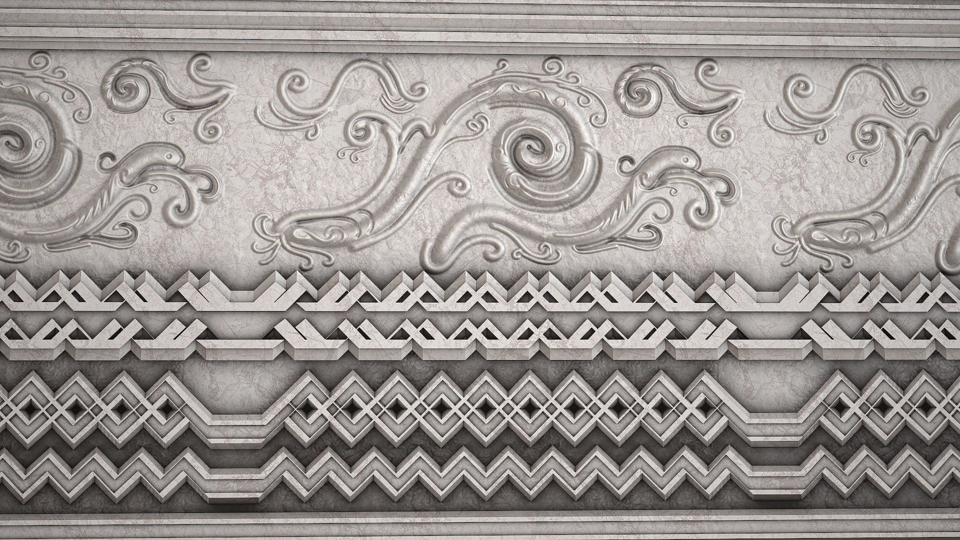 3D asset Tileable ancient fantasy wall textures with 1