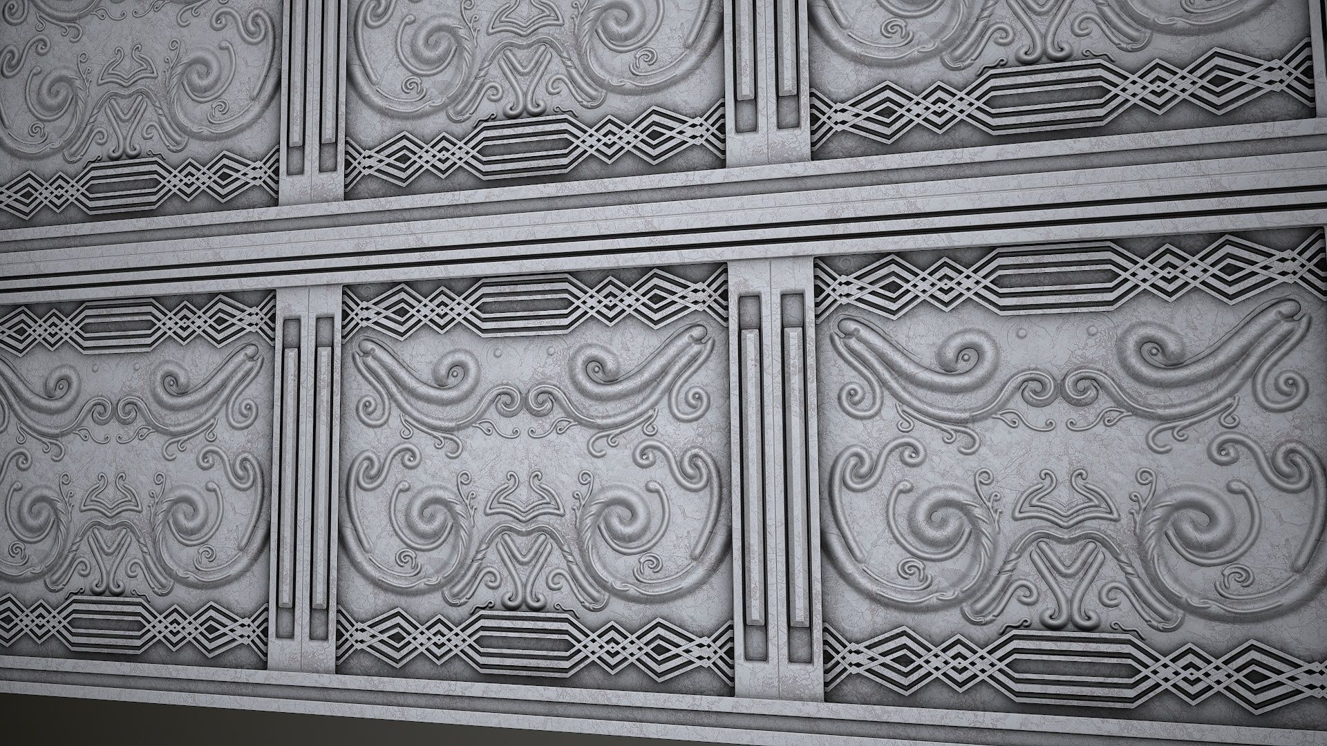 Texture Tileable ancient fantasy wall panel textures with relief VR ...