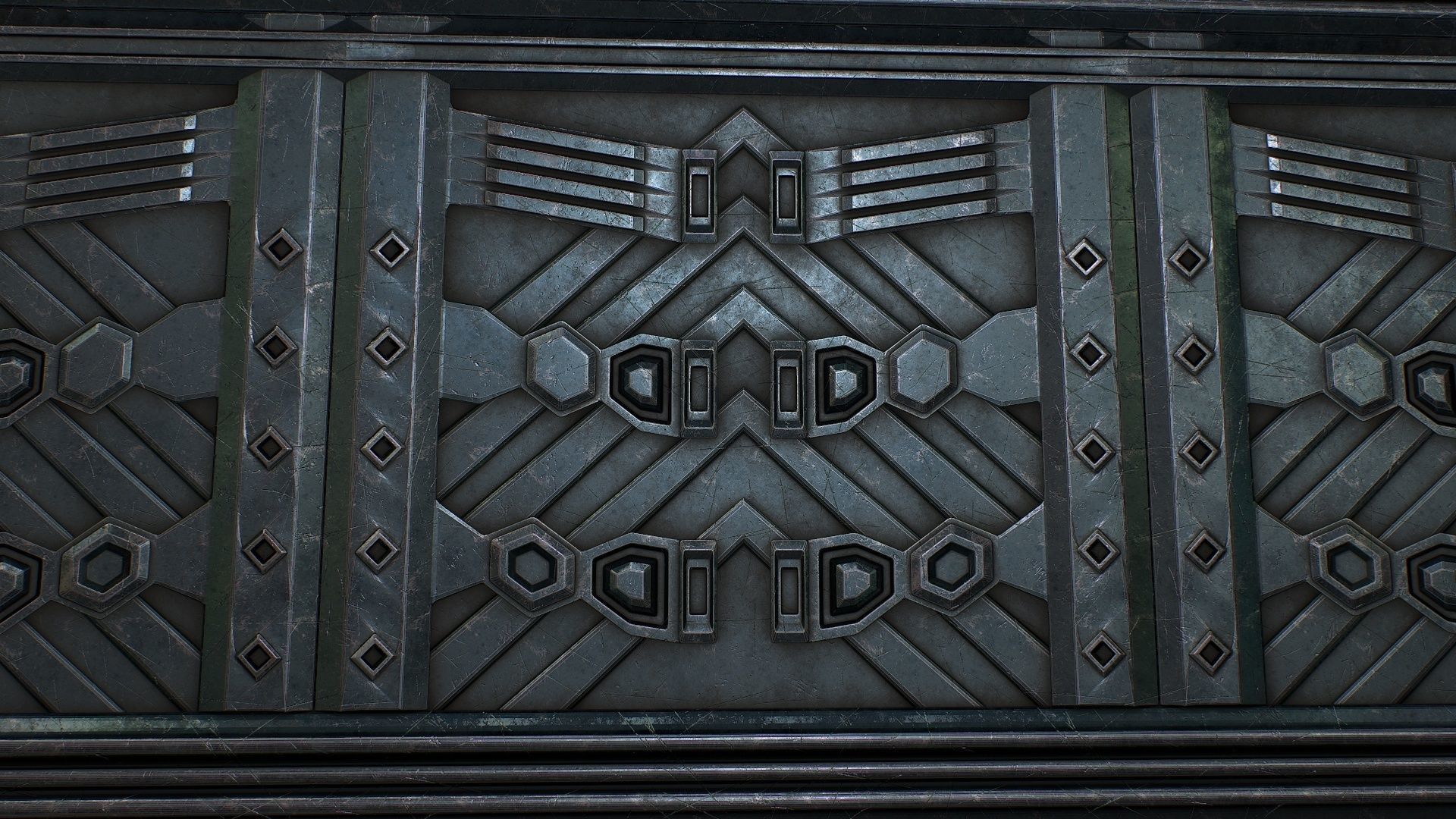 Texture PBR tileable fantasy metal wall textures with relief VR / AR ...