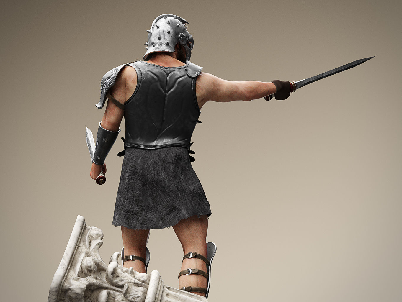 3D model Roman Gladiator Warrior VR / AR / low-poly rigged animated ...