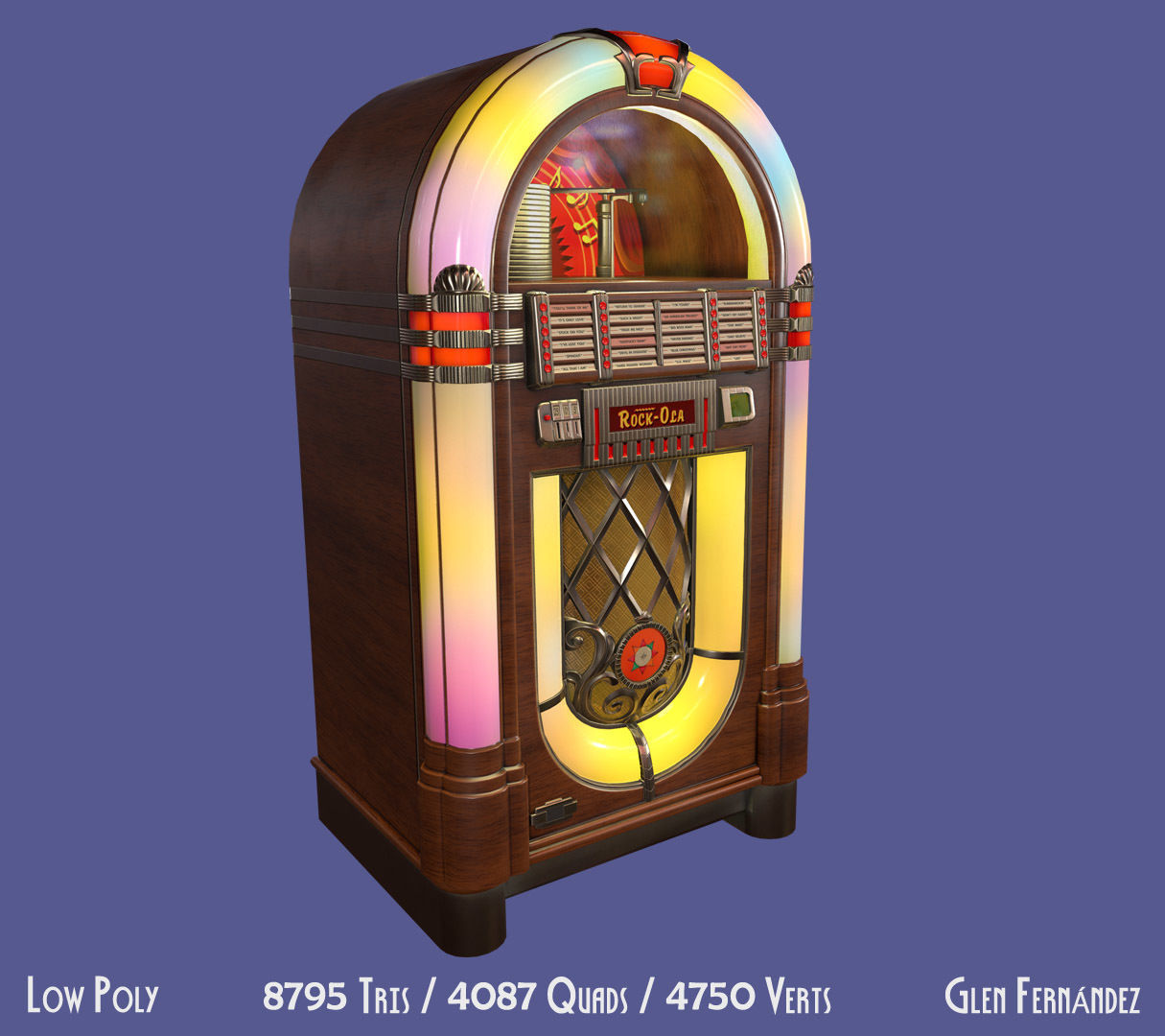3D model Classic Vintage Wooden Jukebox Rockola VR / AR / low-poly ...