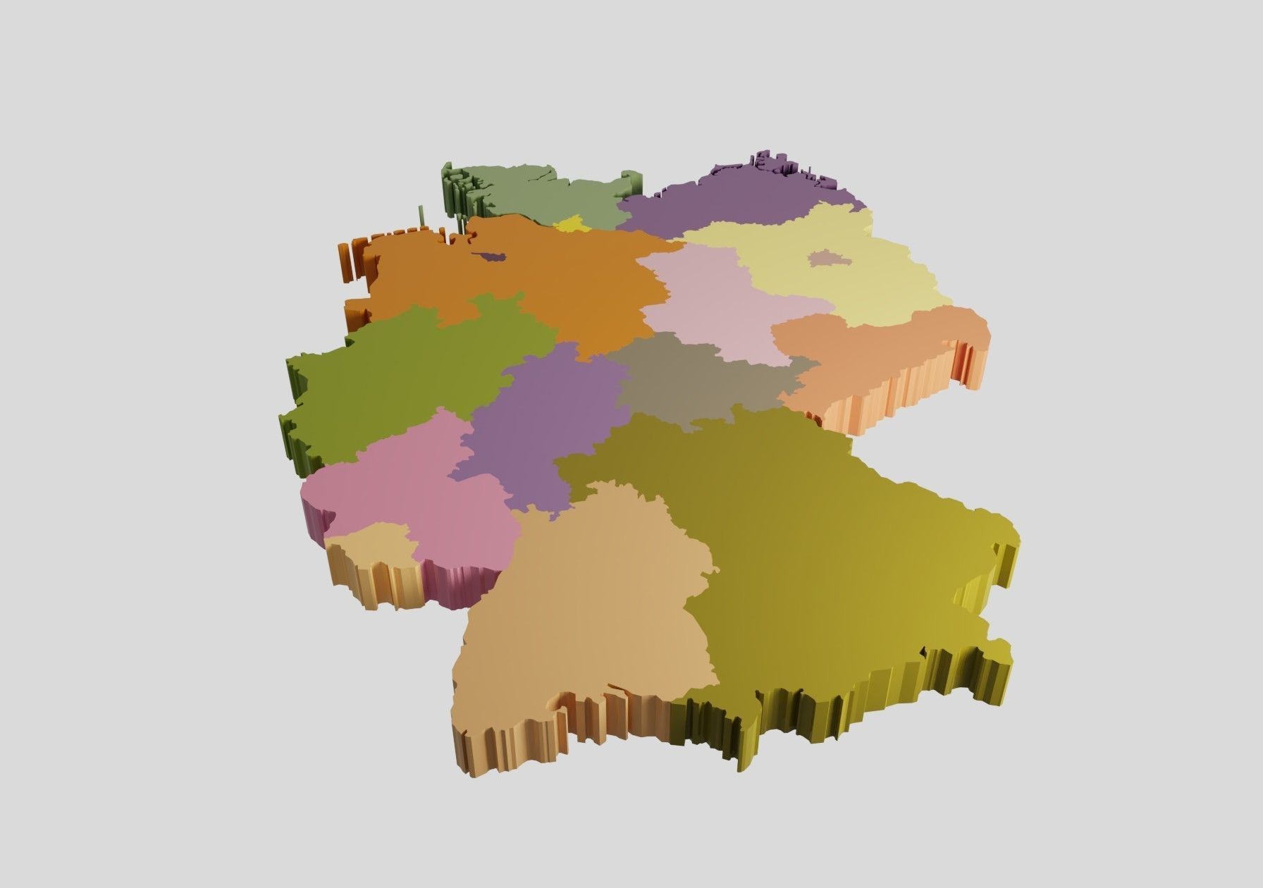3D model Germany 3D Map with states VR / AR / low-poly | CGTrader