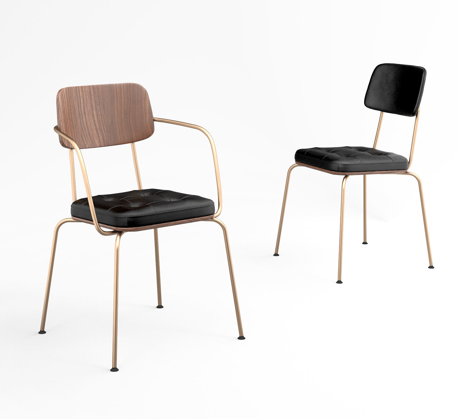 Stellar Works Utility Stacking Armchair V and chair U 3D model | CGTrader