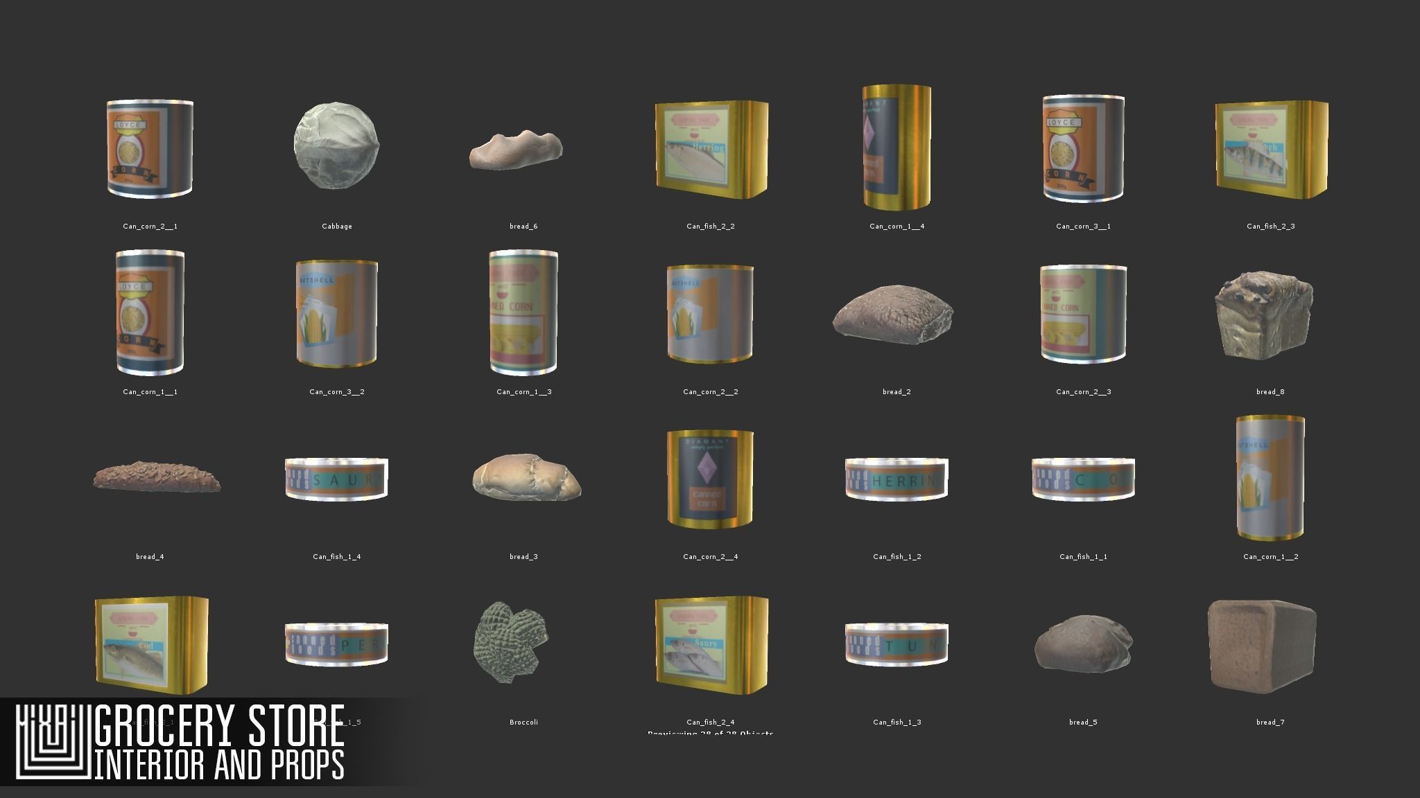 3D model Grocery store - interior and props VR / AR / low-poly | CGTrader