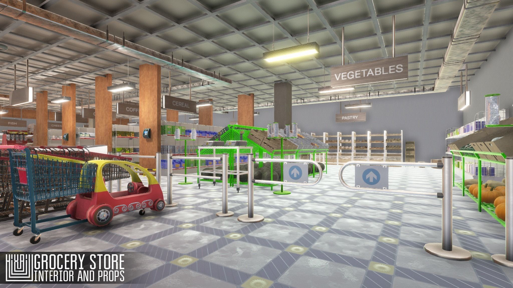 3D model Grocery store - interior and props VR / AR / low-poly | CGTrader