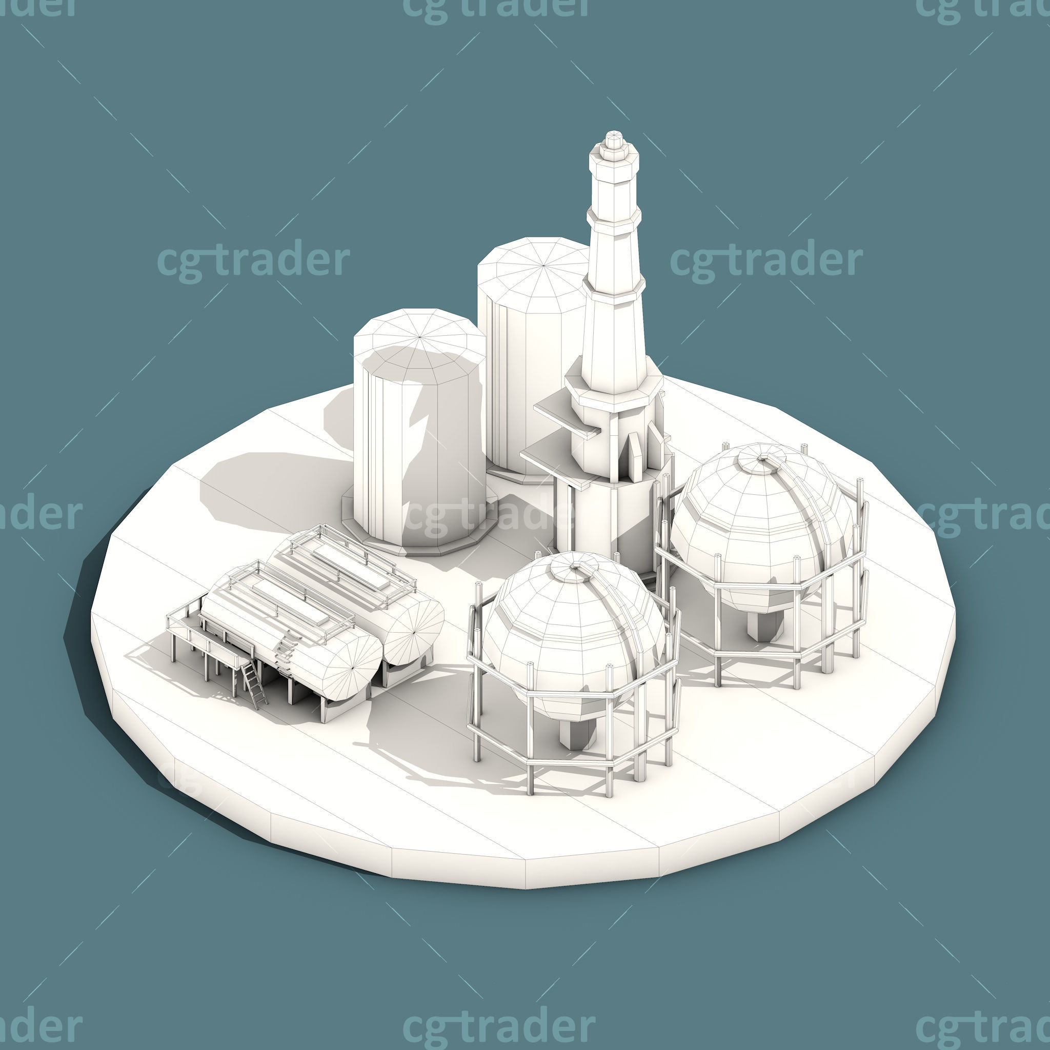 3D model Low Poly Oil Industry Isometric VR / AR / low-poly | CGTrader