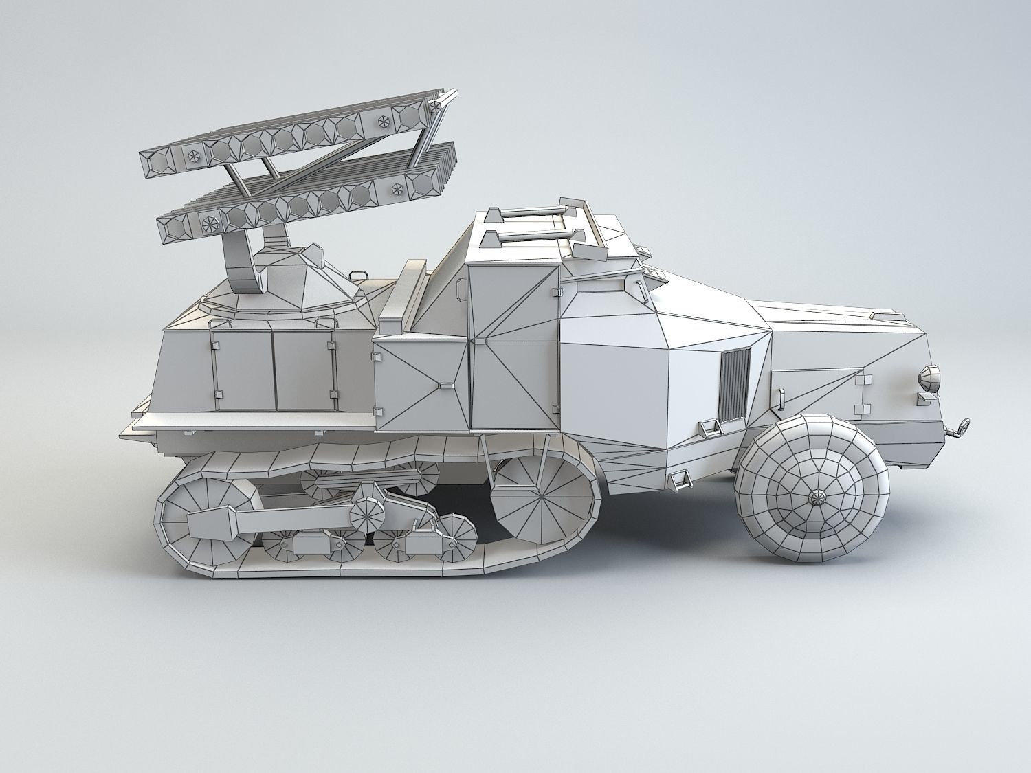 3D model Low Poly 8 cm Raketen Vielfachwerfer auf Fahrgestell Zgkw S303 ...