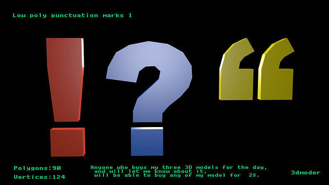 3D model Low poly punctuation marks 1 VR / AR / low-poly | CGTrader