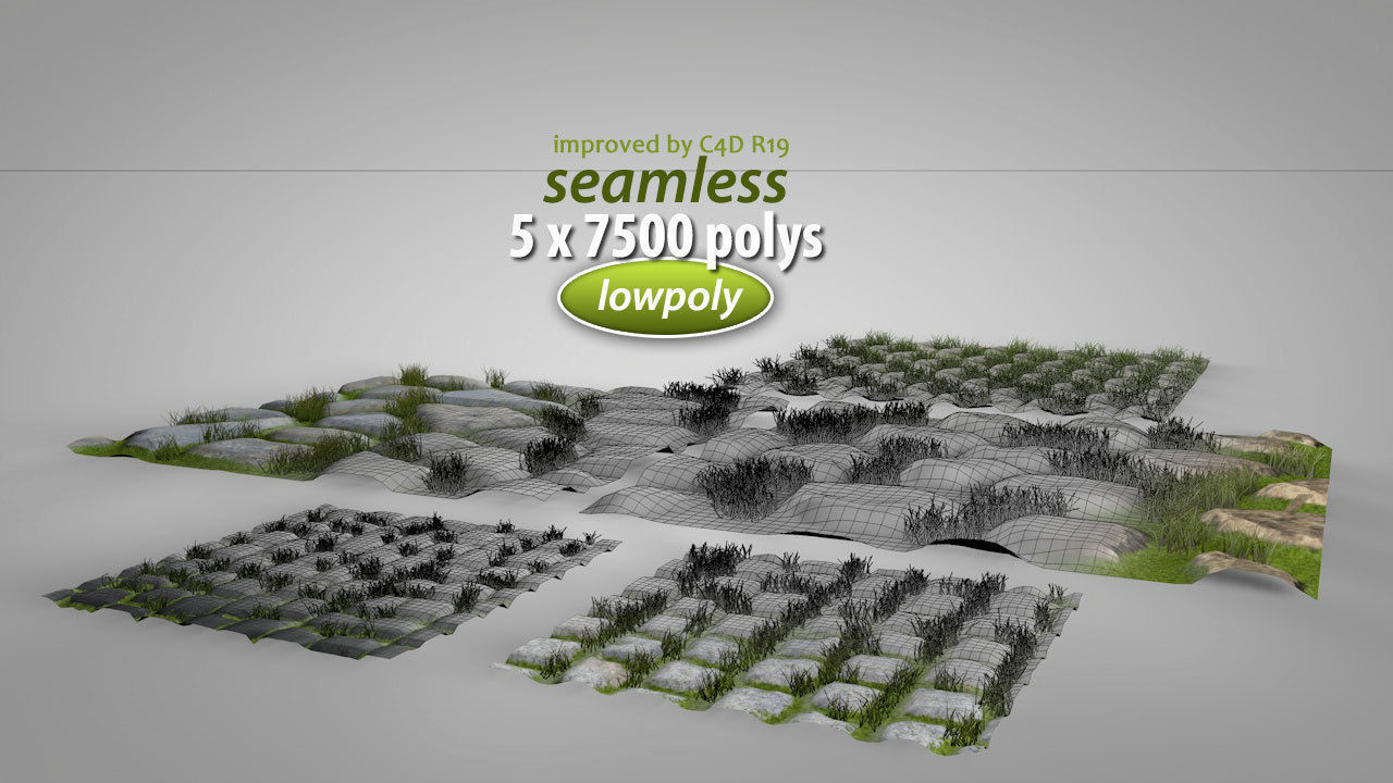 3D model Seamless Grass Pavement Patterns VR / AR / low-poly | CGTrader