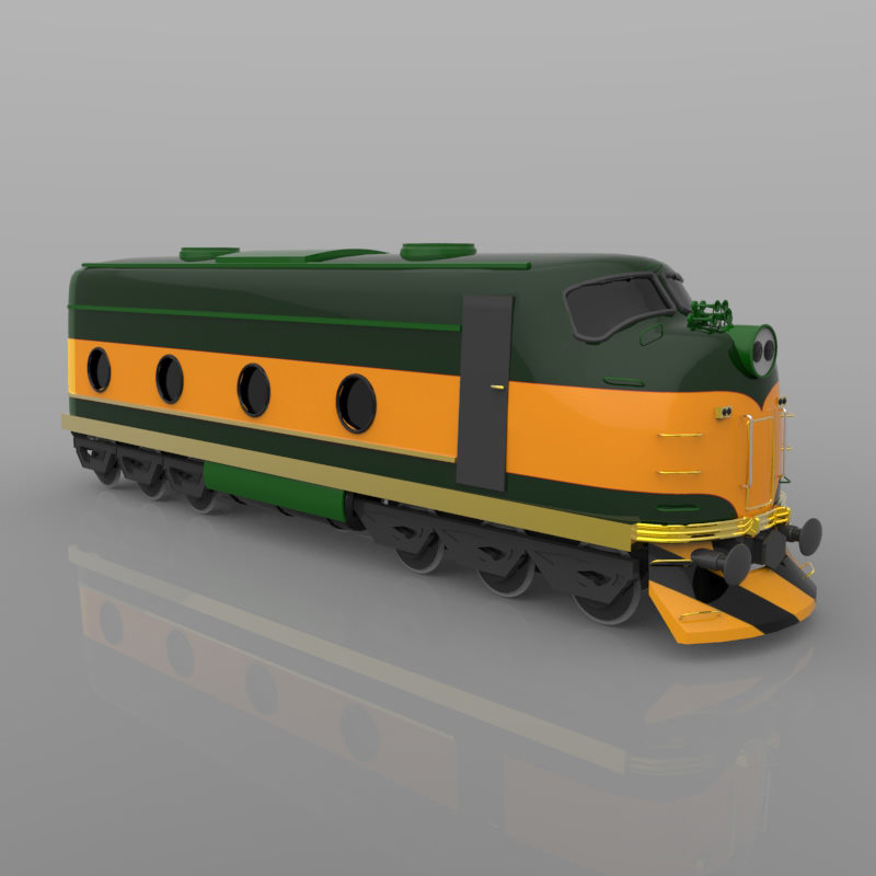 Train Engine with texture 3D model rigged | CGTrader