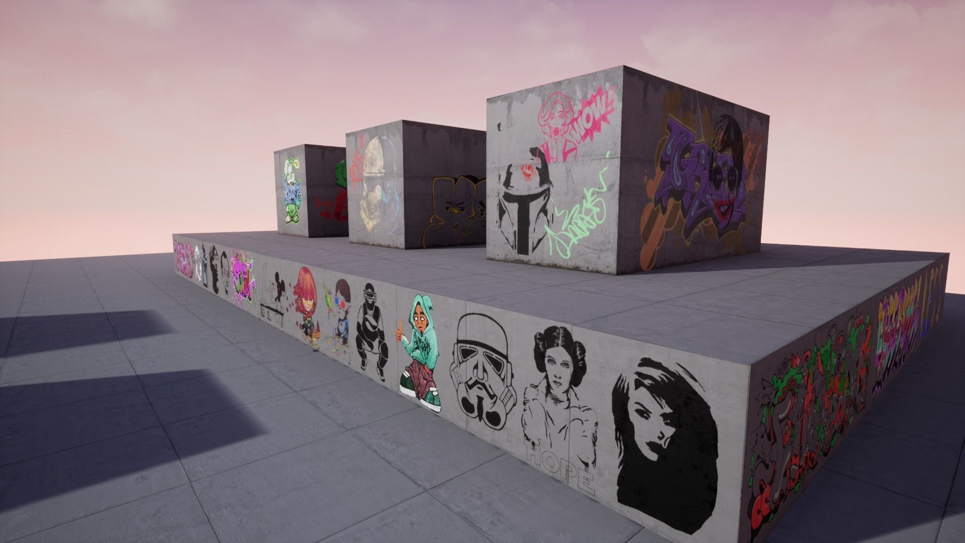 3D model 100 Procedural Graffiti for UE4 VR / AR / low-poly | CGTrader