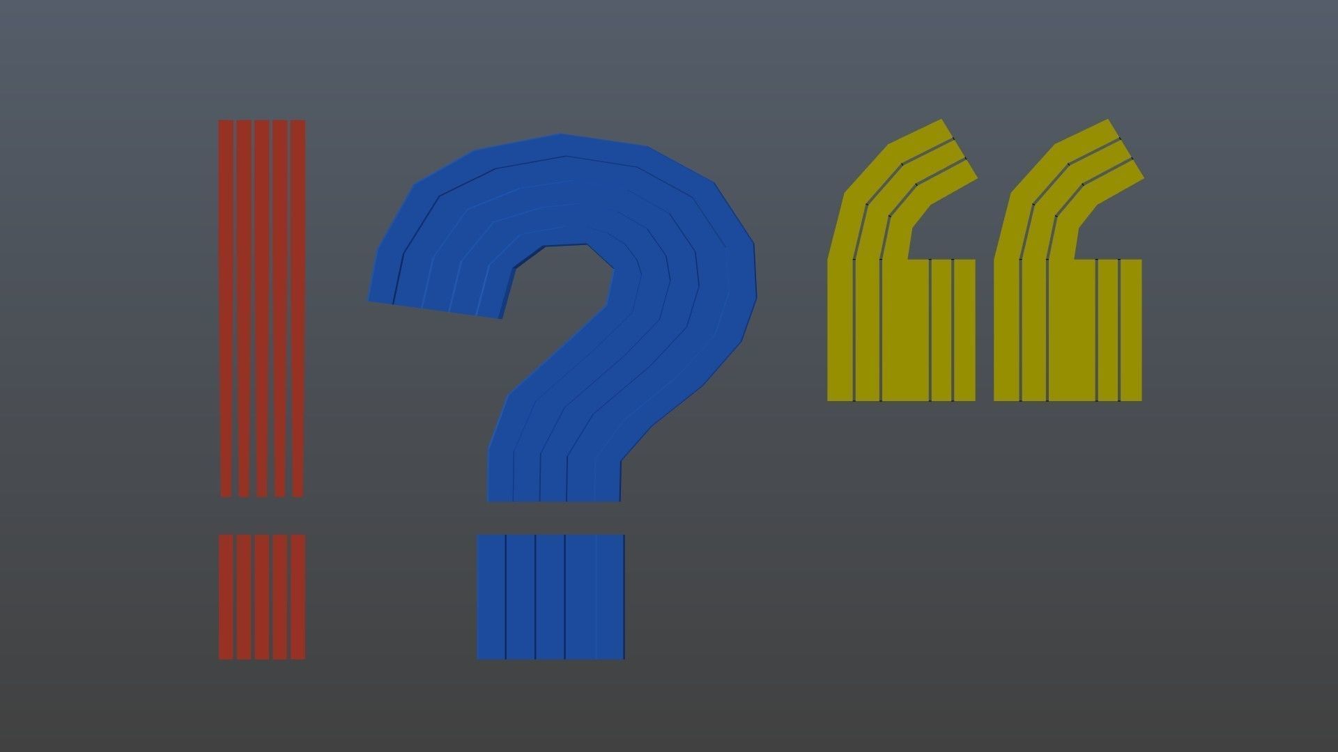 3D model Low poly punctuation marks 3 VR / AR / low-poly | CGTrader