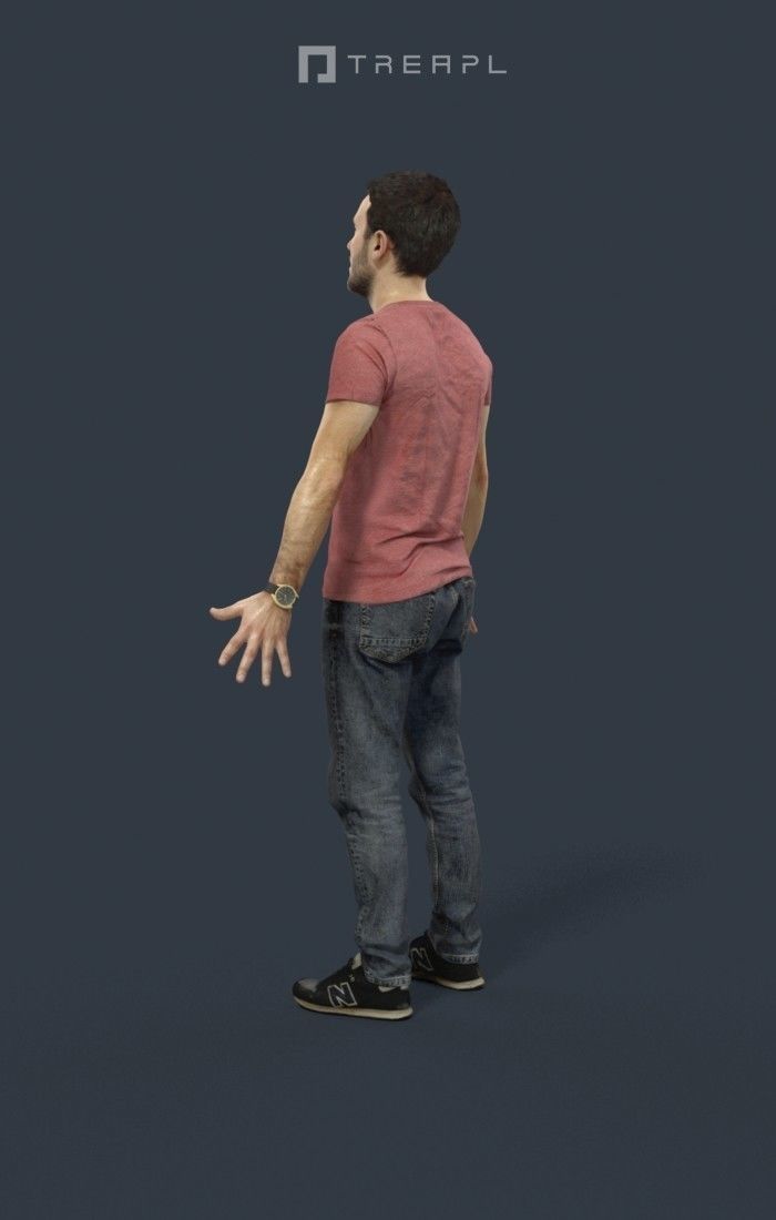 3D model Man Casual Animated in Jeans - A-pose - Flow VR / AR / low ...