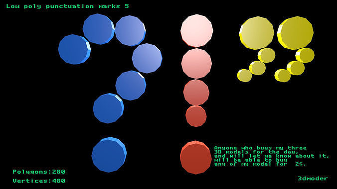 3D model Low poly punctuation marks 5 VR / AR / low-poly | CGTrader