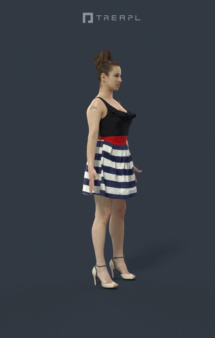 3D model Animated Casual Woman in a dress - A-pose - Yearn VR / AR ...