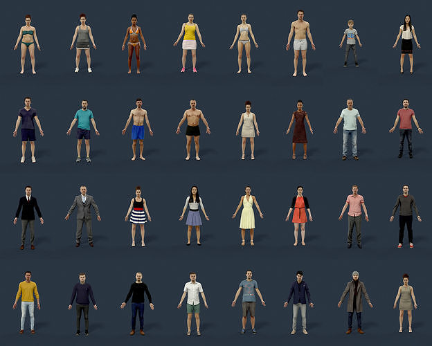 3D Model Collection 32x MEGA RIGGED SCANNED PEOPLE - TREAPL VR / AR ...