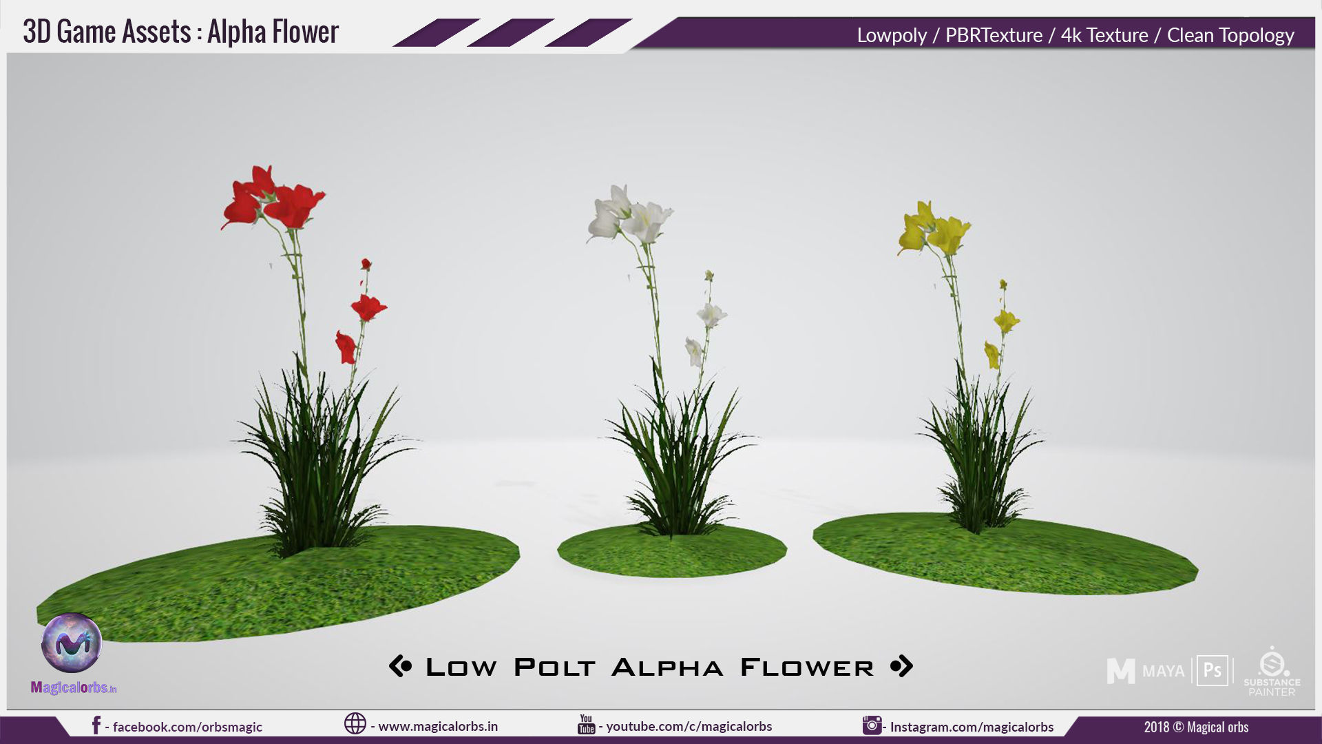 3D model Low Poly Flower Alpha model VR / AR / low-poly | CGTrader