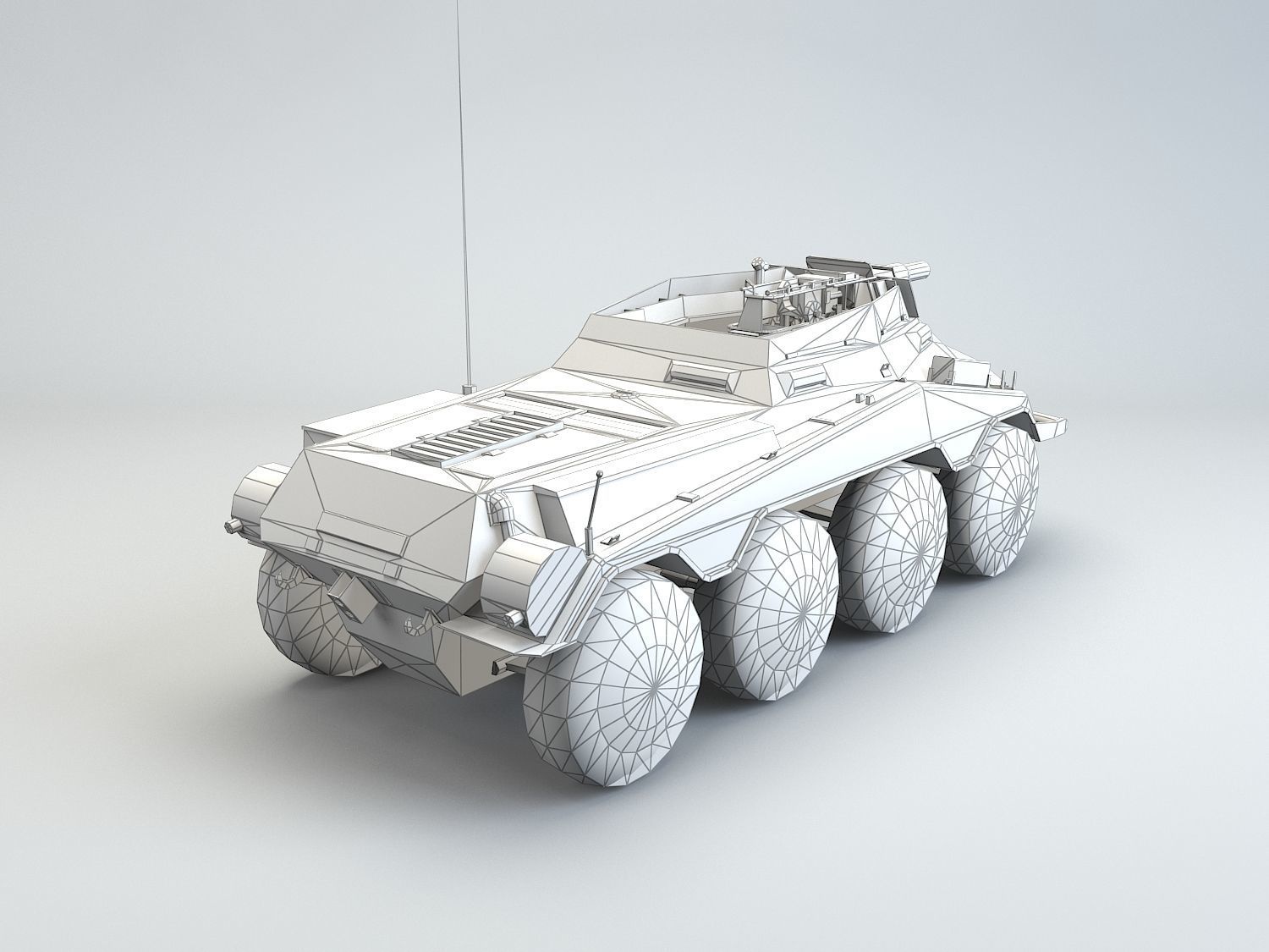 3D model Low Poly SdKfz 234 3 Stummel Armored Car VR / AR / low-poly ...