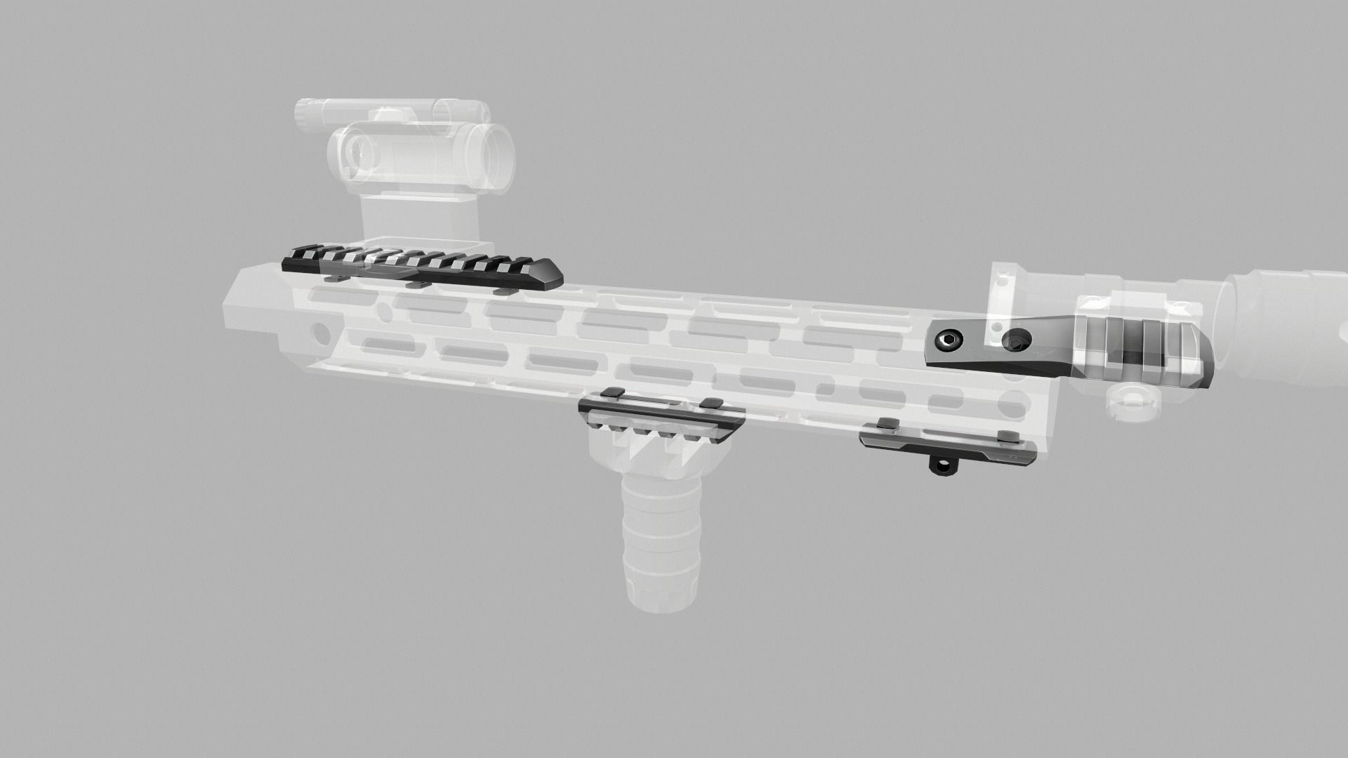 MLOK 1913 Picatinny Rail Sections free VR / AR / low-poly 3D model ...